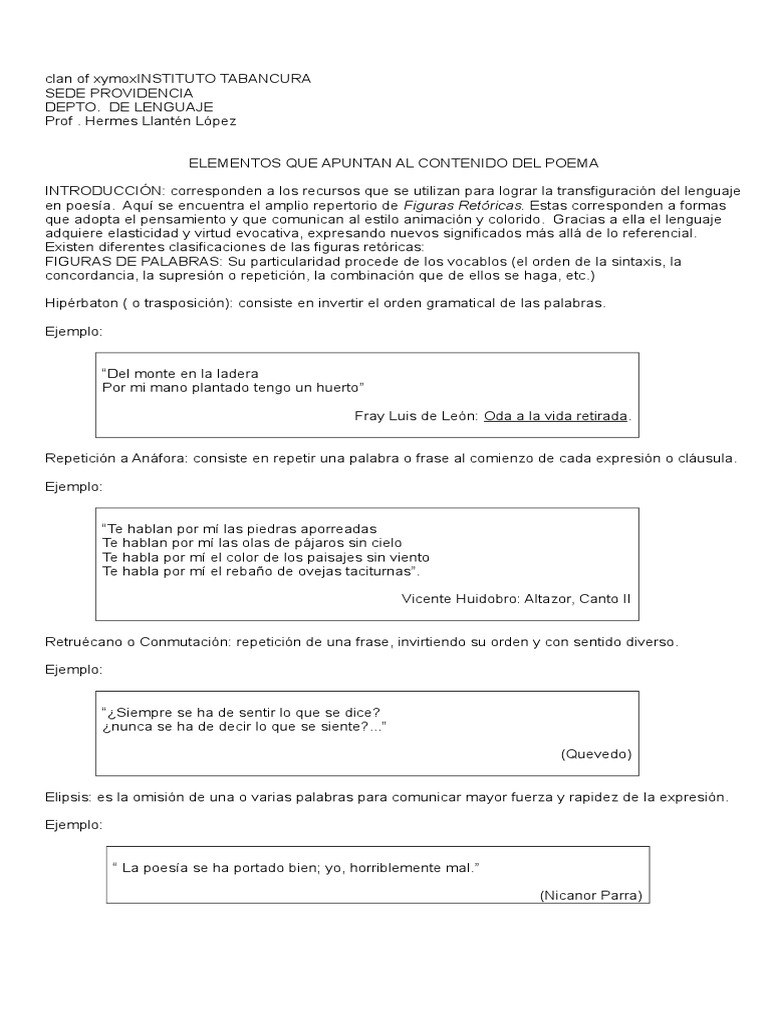 Elementos Del Poema | PDF | Metáfora | Poesía