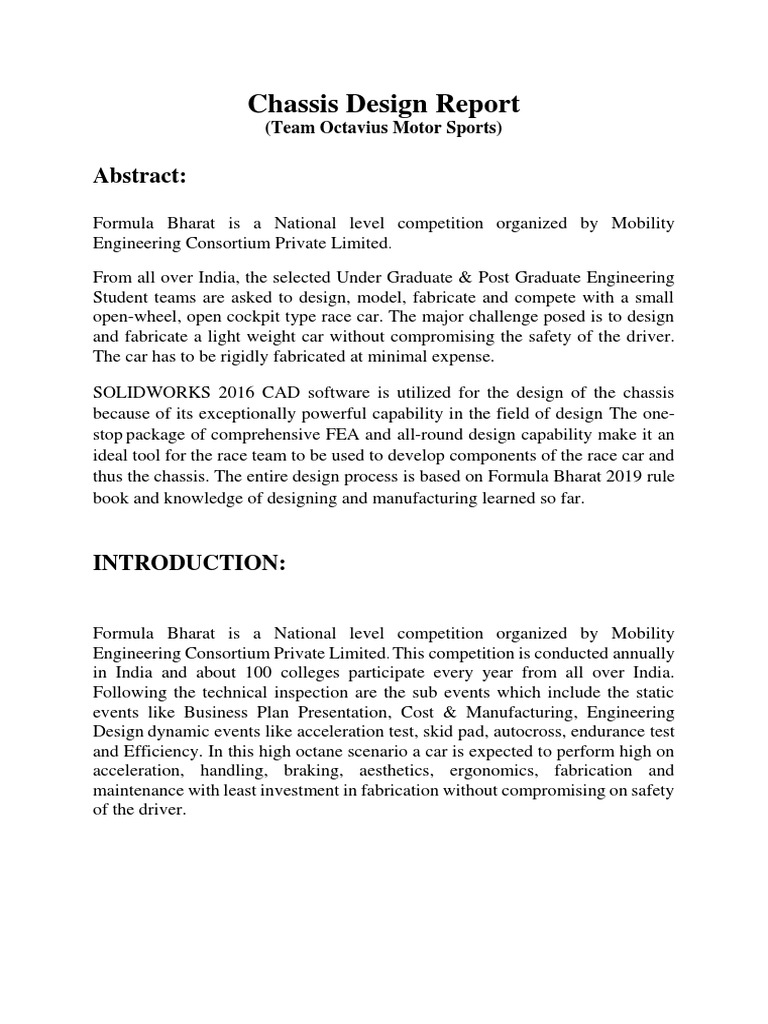 Chassis Design Report PDF | PDF | Suspension (Vehicle) | Car
