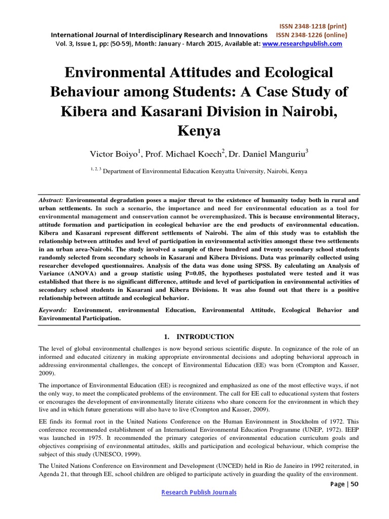 Environmental Attitudes in Nairobi Students | PDF | United Nations ...