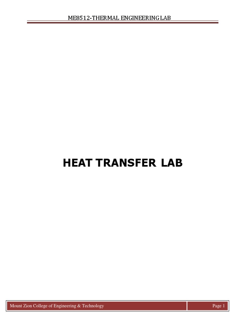 Thermal Engineering Lab Experiments | PDF | Heat Transfer | Convection