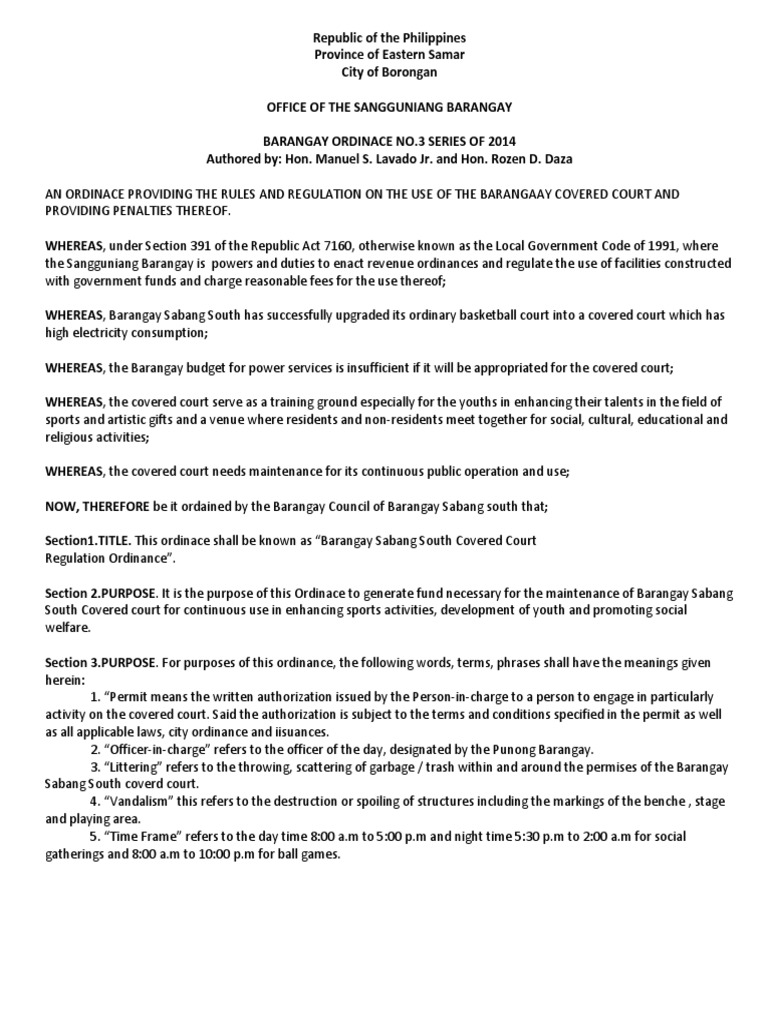 366387873-Barangay-Ordinance.docx | Local Ordinance | Public Law