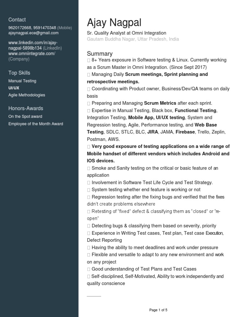 Resume - AJAY - 8+years | PDF | Software Testing | Emv