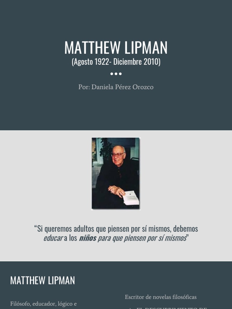 Matthew Lipman | PDF | Aprendizaje | Conocimiento