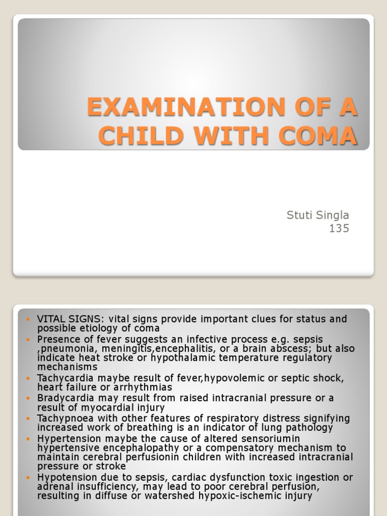 Examination of A Child With Coma | PDF | Coma | Sepsis