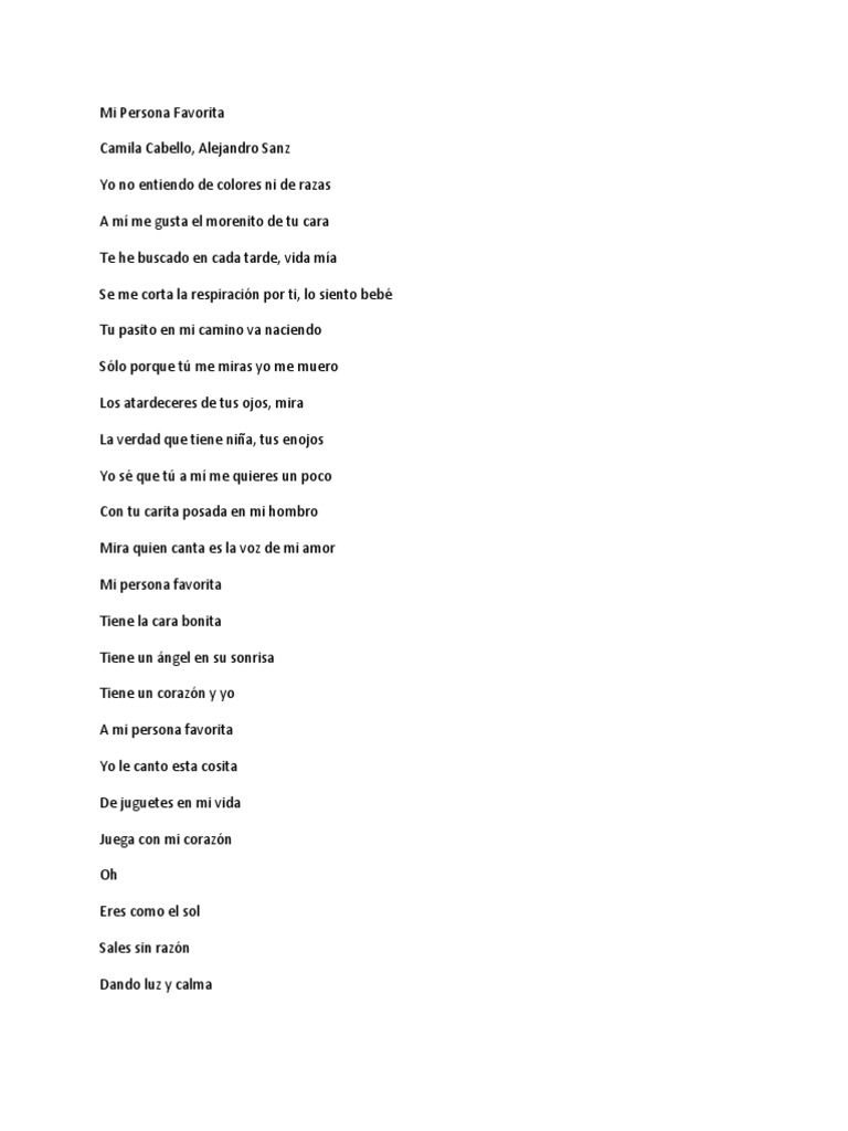 Mi Persona Favorita Lyrics | PDF