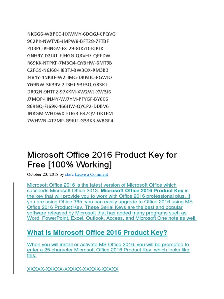 Product Key Office 2016 | PDF | Microsoft Office | Business Software