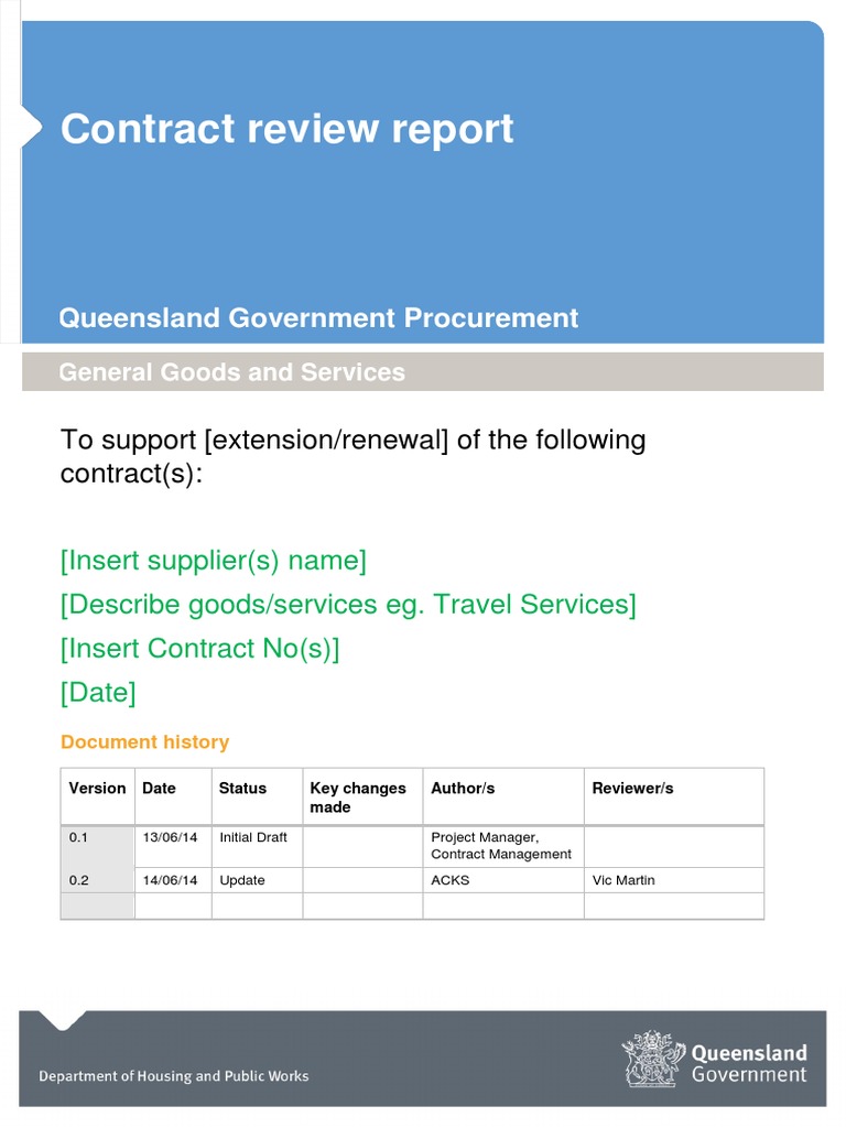 Contract Review Report Template | PDF | Performance Indicator | Employment