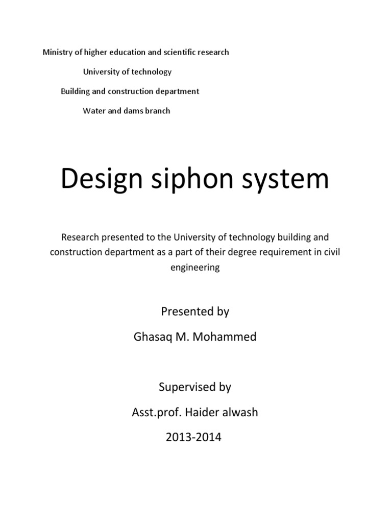 Design Siphon System | PDF | Hydraulic Engineering | Dynamics (Mechanics)