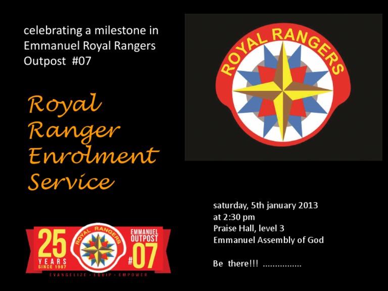 Royal Ranger Enrolment Service: Celebrating A Milestone in Emmanuel ...