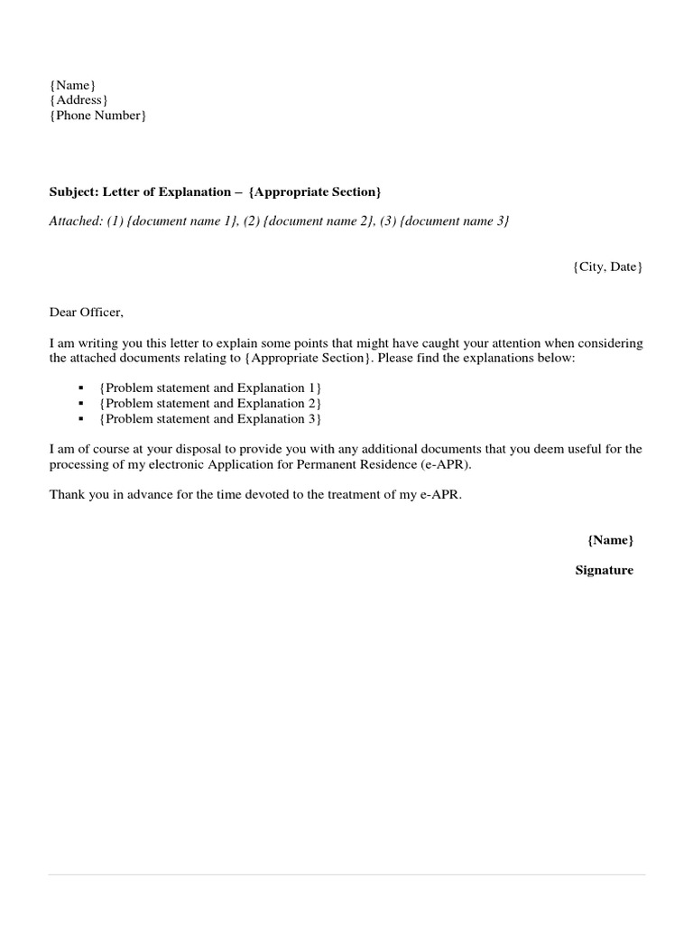 Letter of Explanation LoE Sample | PDF