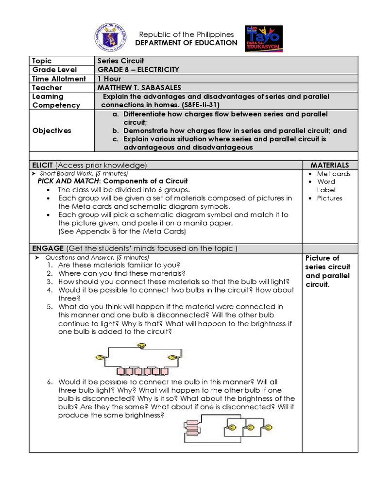 7E Model Electric Circuit Sample DLP | PDF | Series And Parallel ...