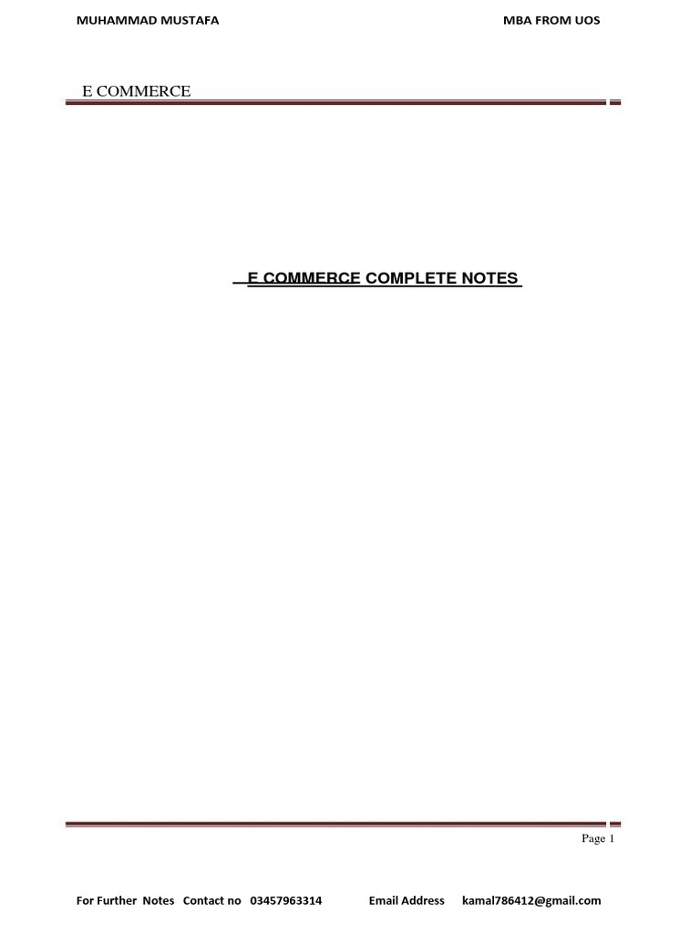 E-Commerce Complete Notes | PDF | E Commerce | Electronic Data Interchange