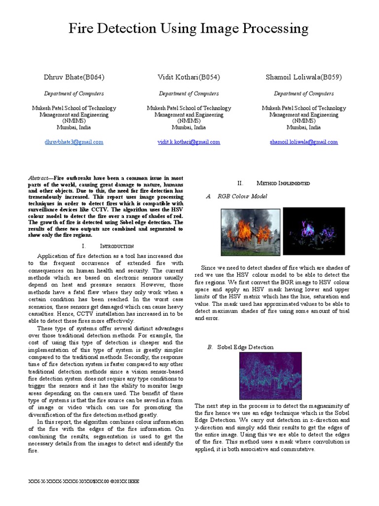 Fire Detection Using Image Processing: Dhruv Bhate (B064) Vidit Kothari ...