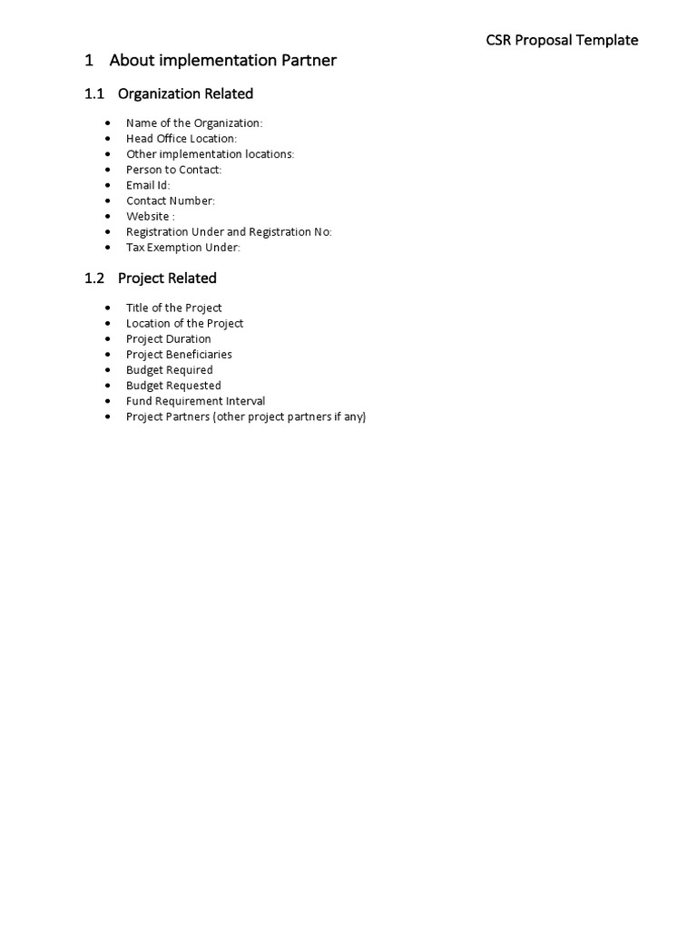 1 About Implementation Partner: CSR Proposal Template | PDF | Trust Law ...
