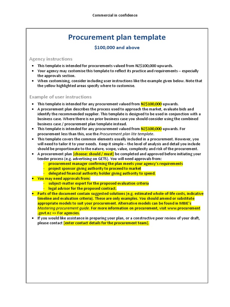 Procurement-Plan-Template Sample | PDF | Procurement | Risk Management