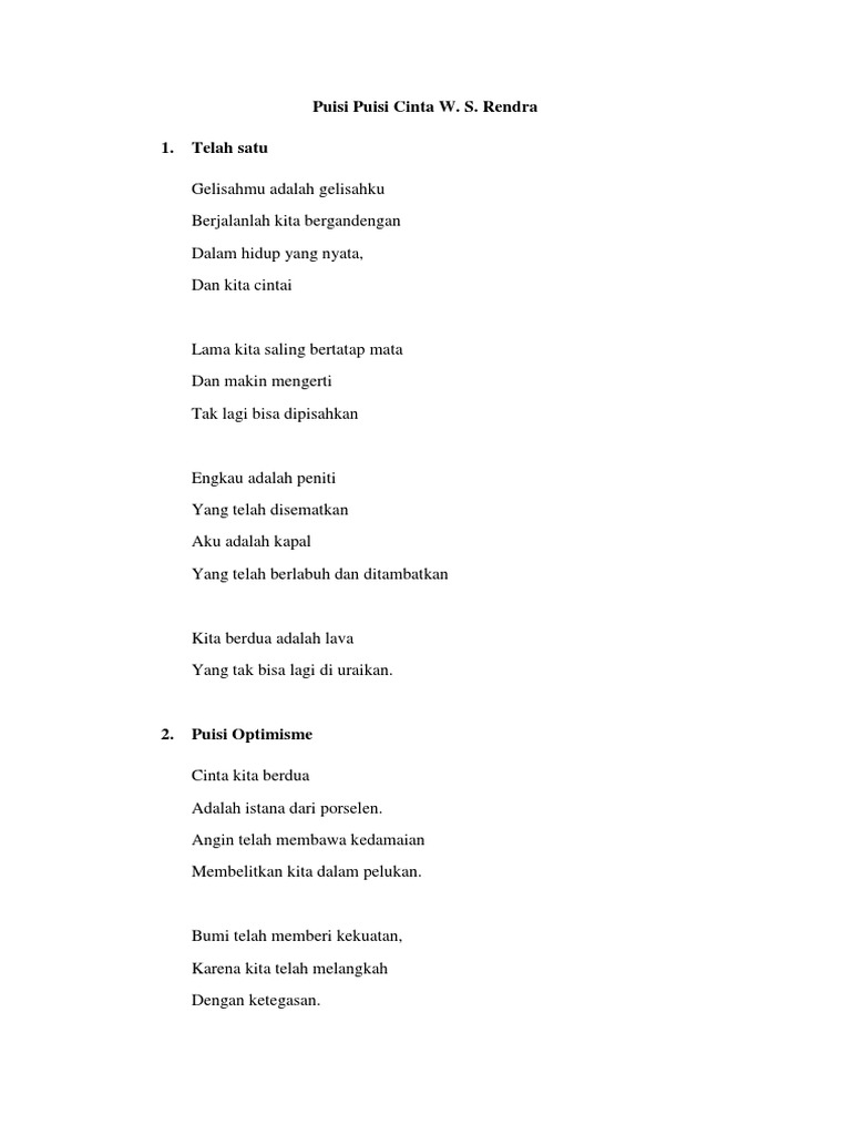 Puisi Cinta WS Rendra | PDF