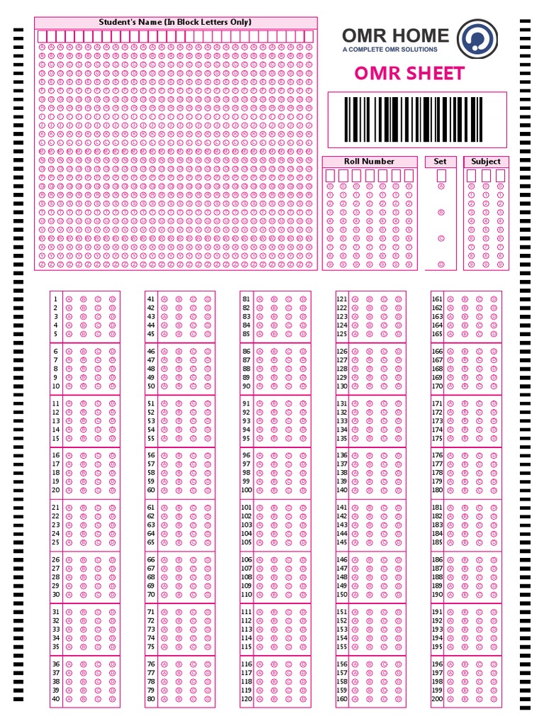 Student OMR Sheet Template | PDF