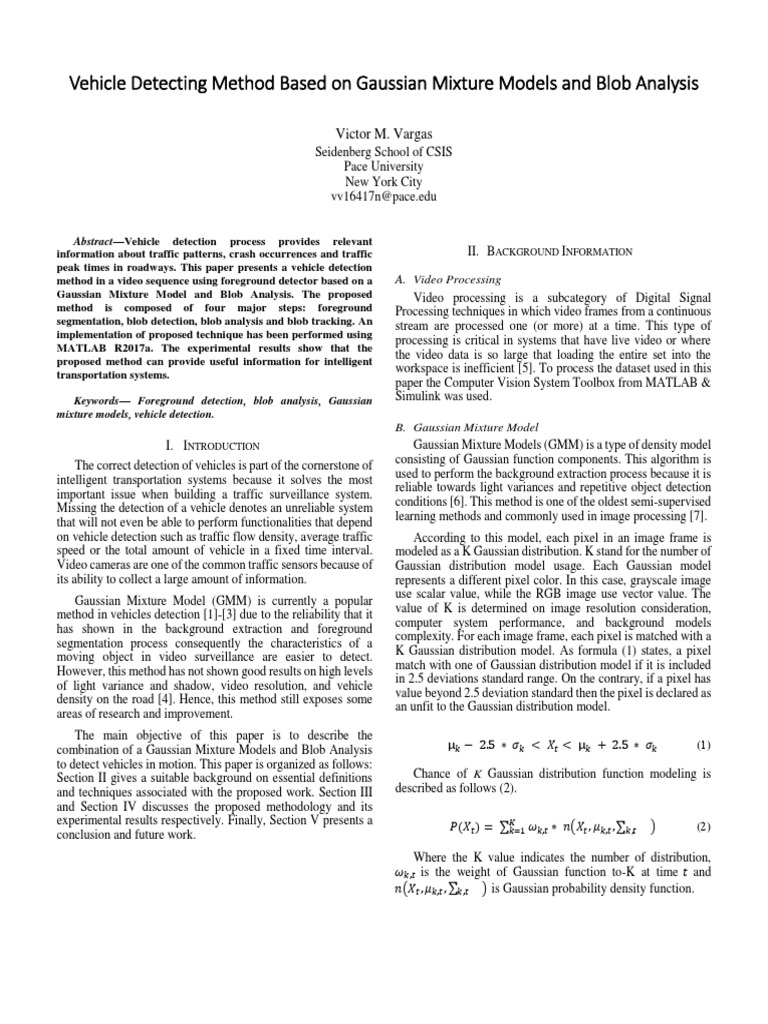 Vehicle Counting Method Based On Gaussian Mixture Models And Blob Analysis Pdf Image