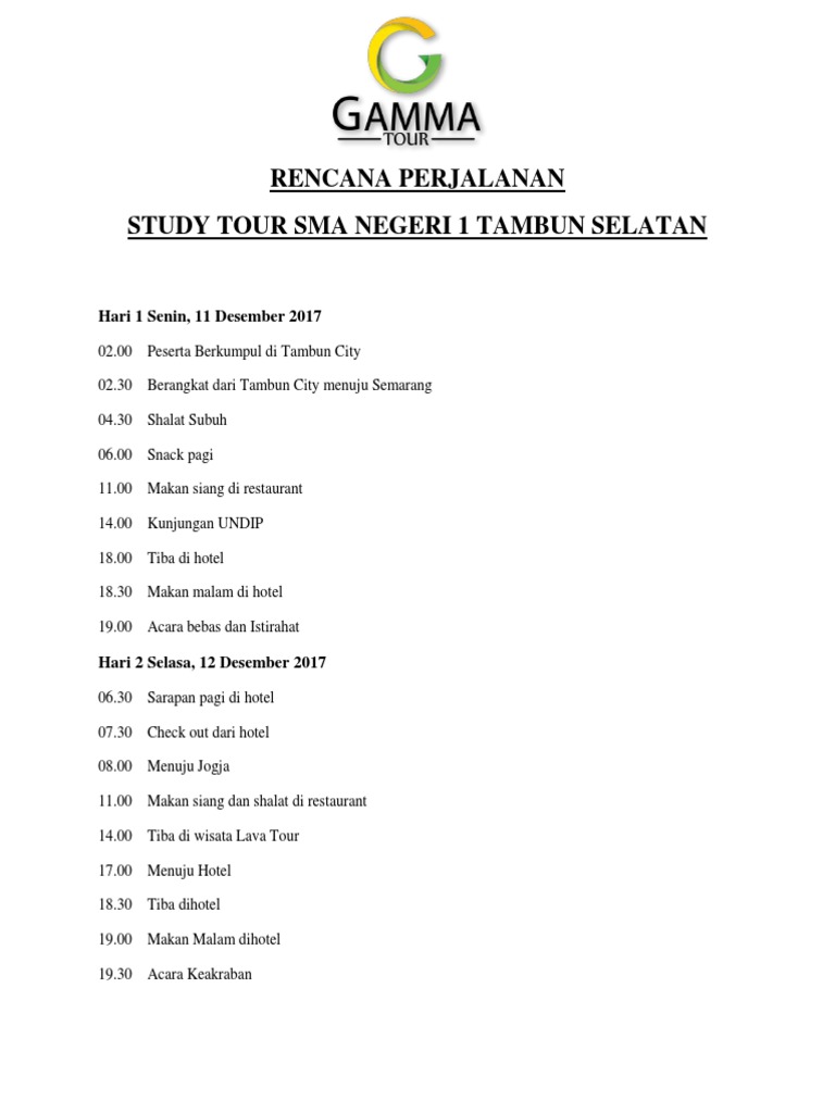 Contoh Rundown Perjalanan | PDF