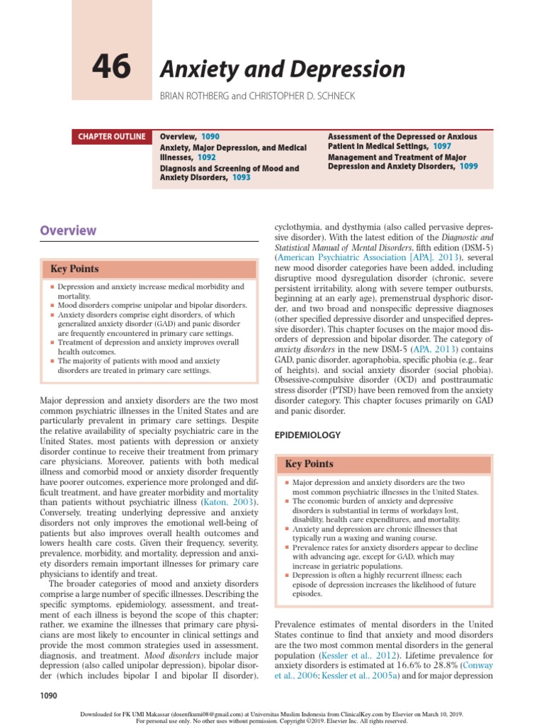 Anxiety and Depression: Brian Rothberg and Christopher D. Schneck | PDF ...