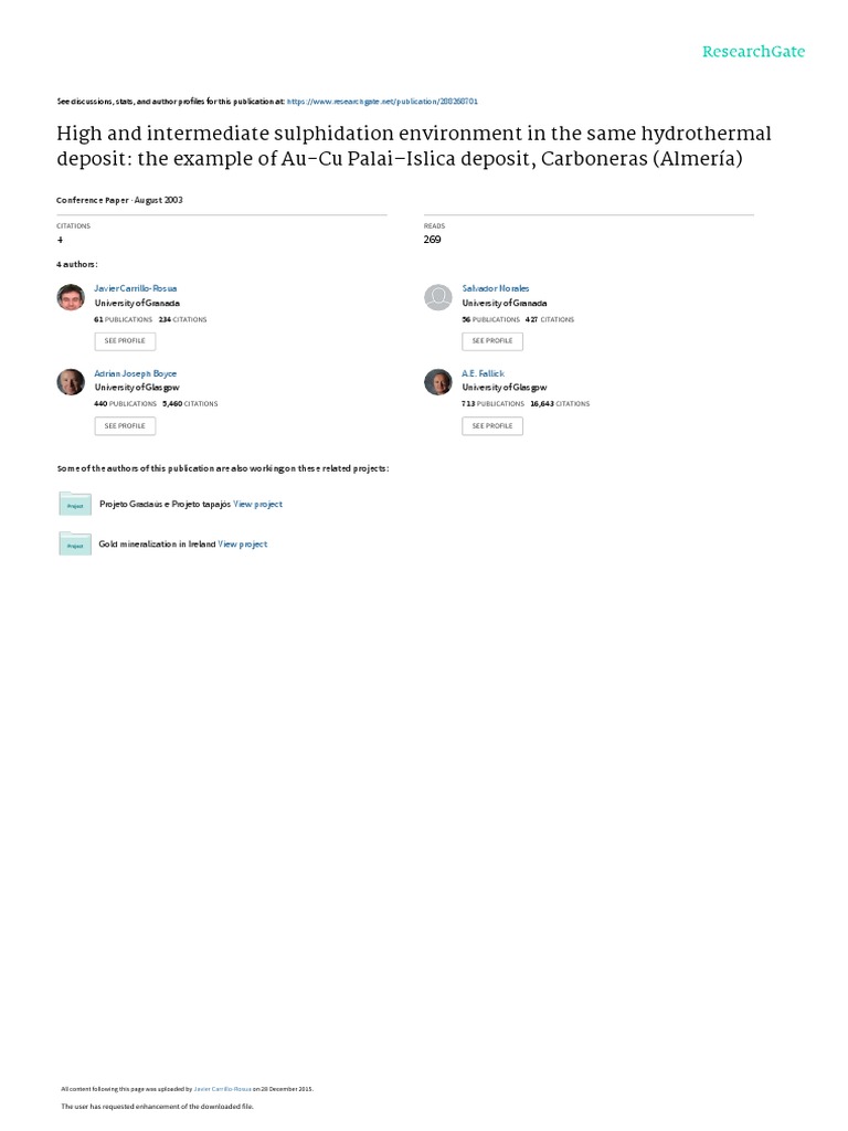 Carrillo Et Al 2003 Postprint High and Intermediate Sulphidation | PDF ...