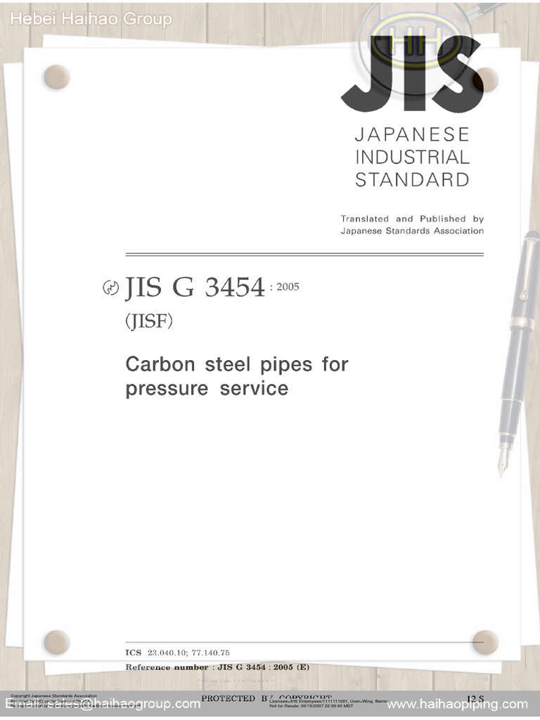JIS-G3454 - Carbon Stee - Pipes For Pressure Service | PDF | Yield (Engineering) | Pipe (Fluid ...