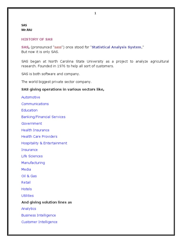 Sas Notes | PDF | Sas (Software) | Source Code