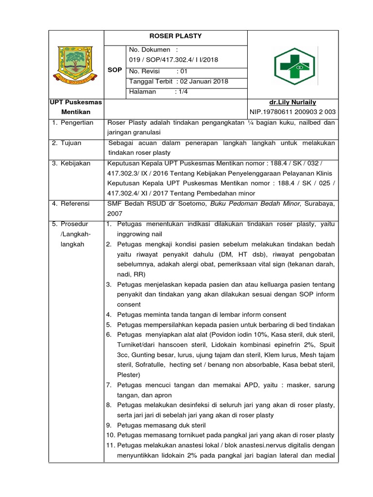 Sop Roser Plasty | PDF