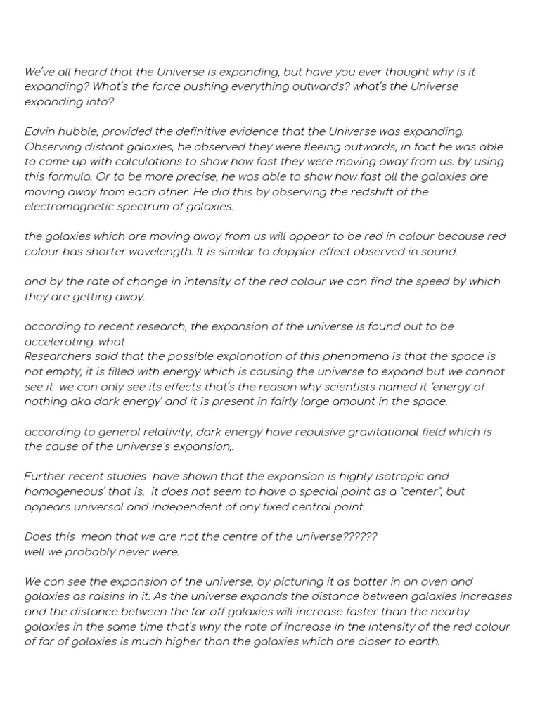 Universe Is Expanding PDF | PDF | Dark Energy | Universe