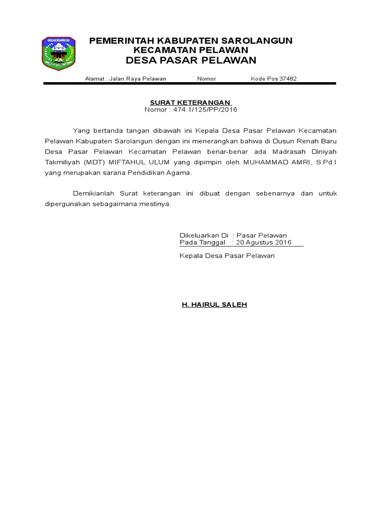 Surat Keterangan Pln Pdf