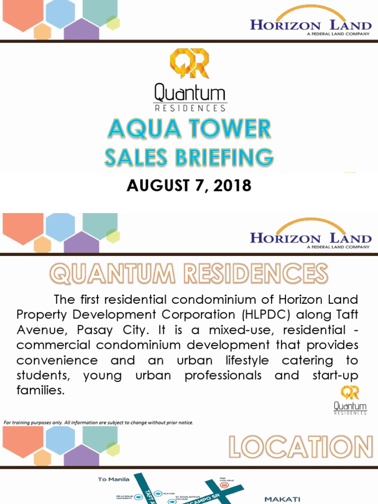 Quantum Residences Sales Breifing 08.07.18 | PDF | Tile | Makati