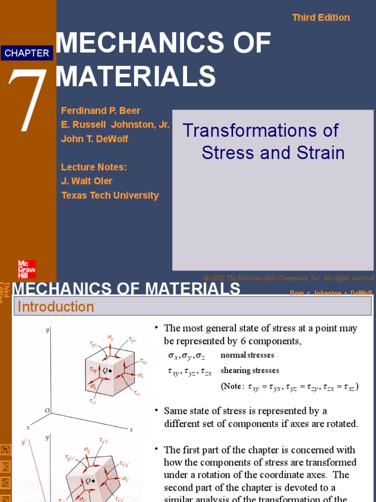 Chapter 7 - Stress - Transformations | PDF | Stress (Mechanics ...