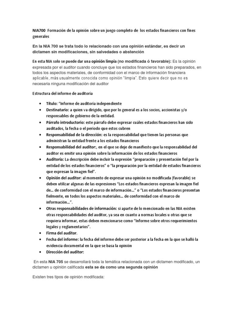 Nia 700 | PDF | Contralor | Auditoría