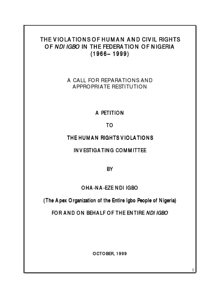 Ohaneze Submission To The Oputa Panel - A Petition To The Human Rights ...
