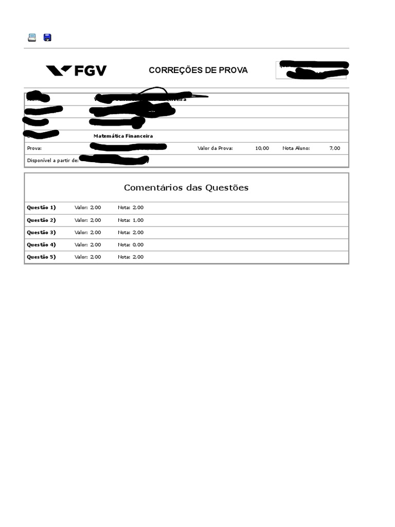 Prova Matemática Financeira MBA FGV | PDF