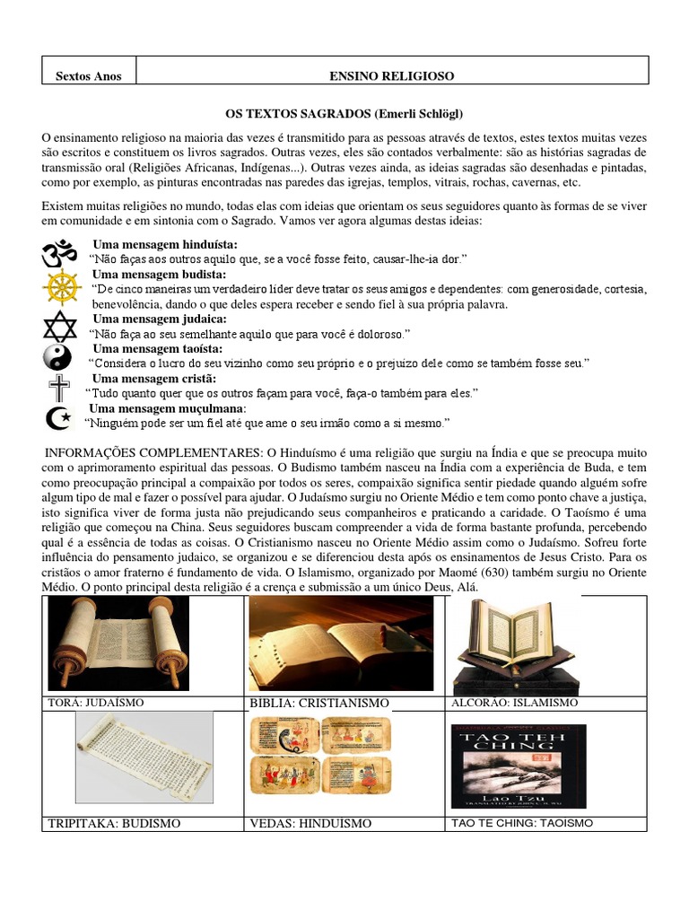 TEXTOS SAGRADOS | Comportamento e Experiência Religiosa | Fés Religiosas