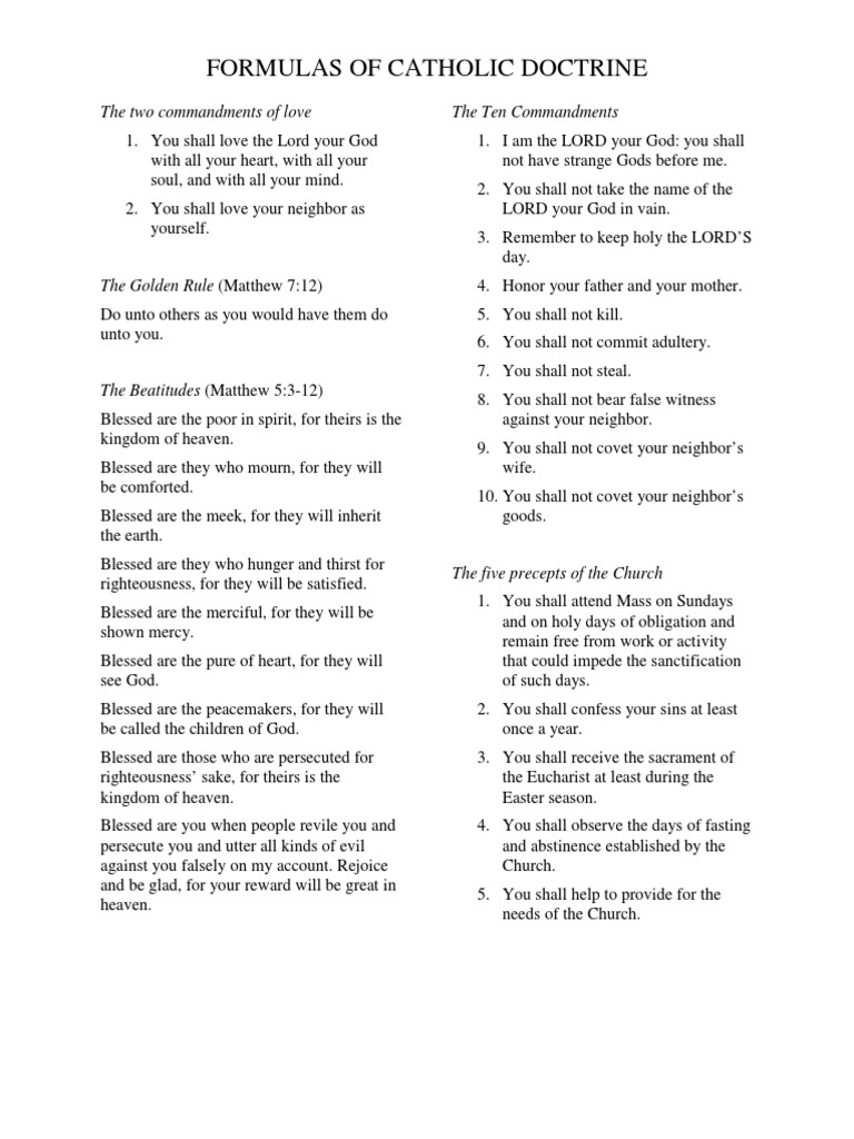 Formulas of Catholic Doctrine | PDF | Courage | Catholic Church