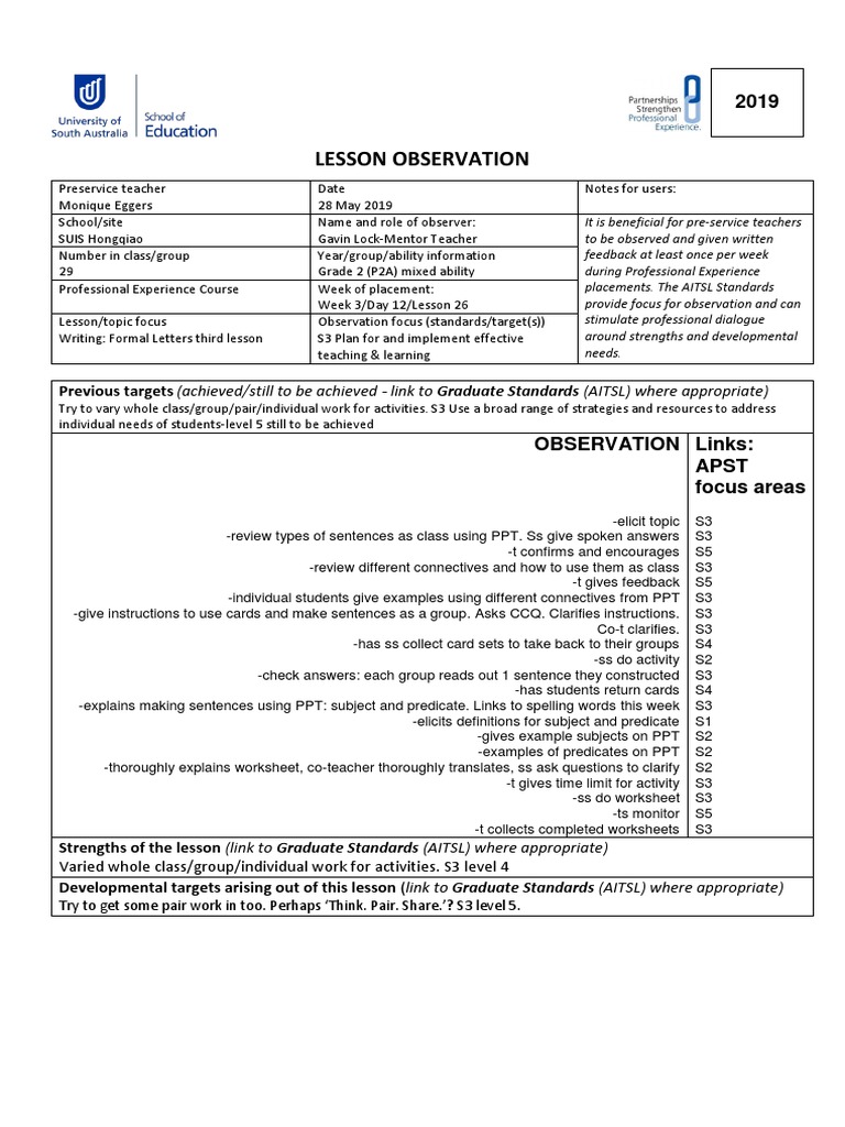 Writing Lesson 3 Feedback 2 | PDF | Educational Assessment | Teachers