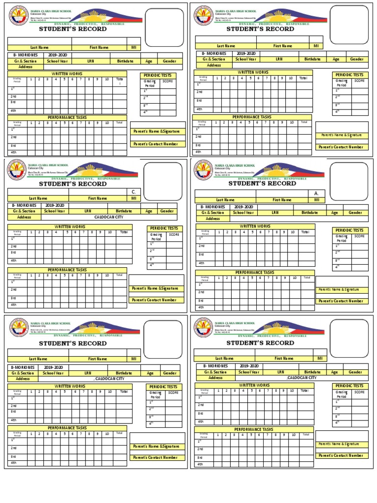 Student'S Record Student'S Record: Total Total | PDF