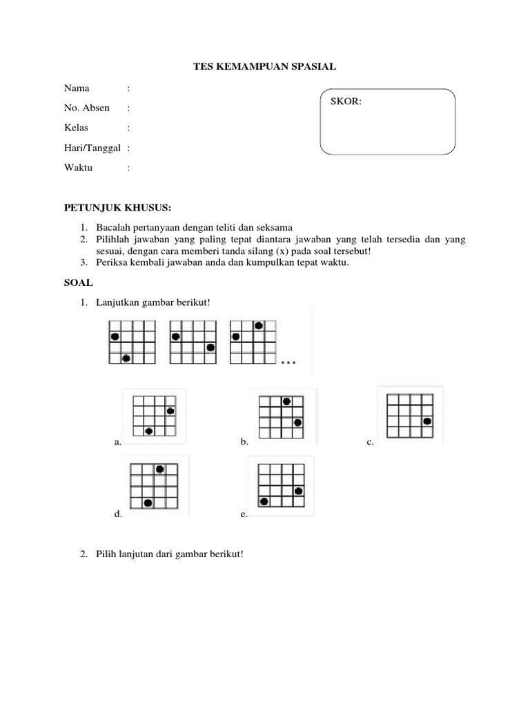Tes Kemampuan Spasial | PDF