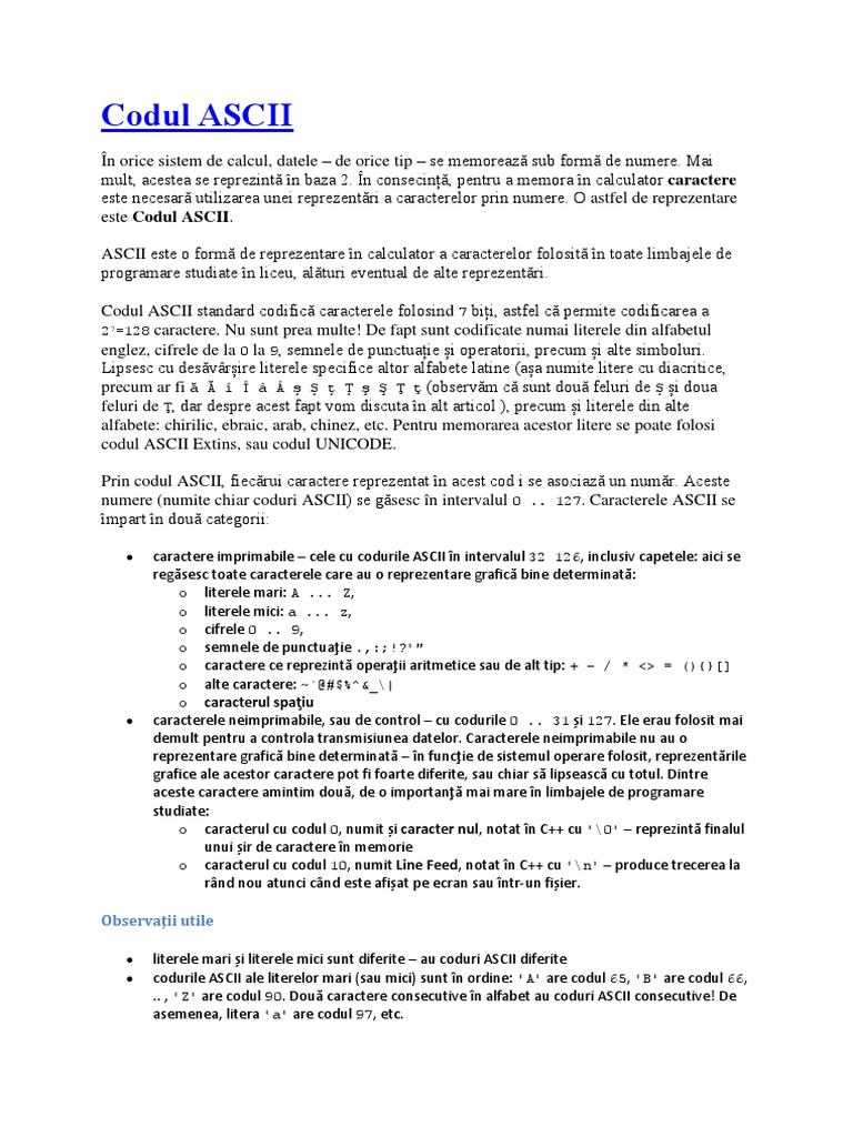 Codul ASCII | PDF