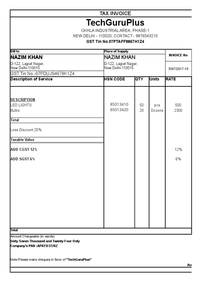 GST Invoice Format No. 5 | PDF