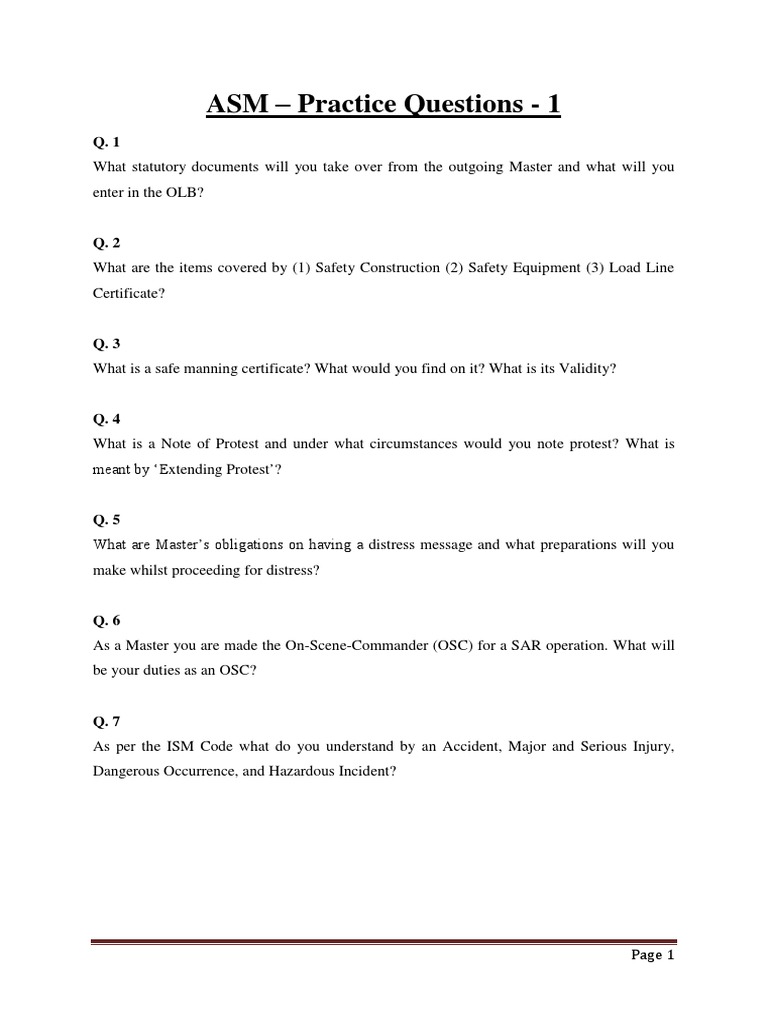 ASM - Practice Questions - 1 | PDF