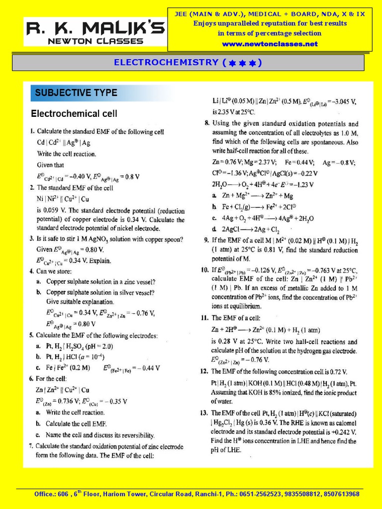 Electrochemistry PDF | PDF