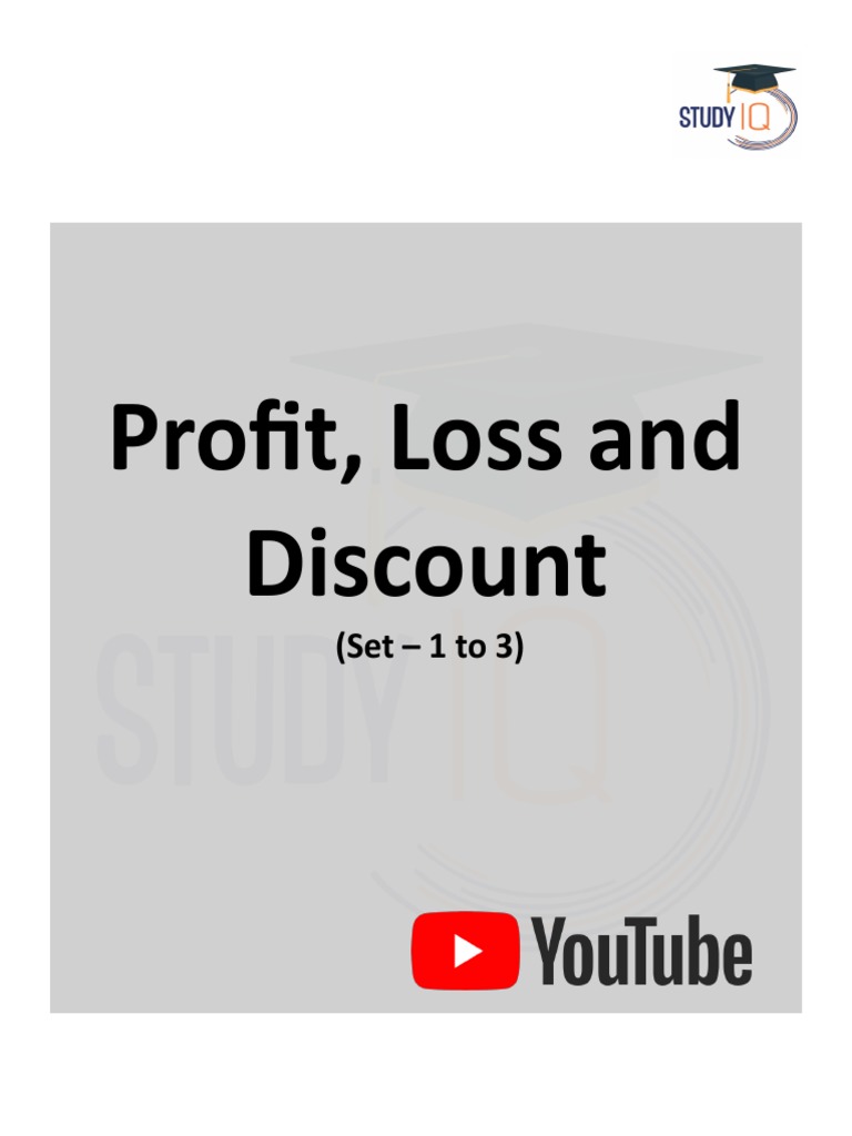 Profit, Loss and Discount: (Set - 1 To 3) | PDF | Prices | Microeconomics