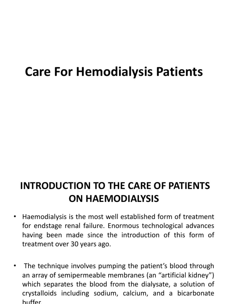 Care For Dialysis Patients | PDF | Hemodialysis | Dialysis