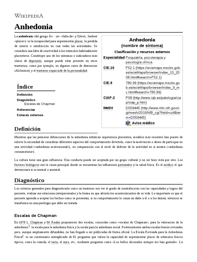 Anhedonia | PDF | Construccionismo social | Psicología Aplicada