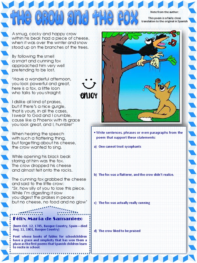 The Crow and The Fox Poem | PDF
