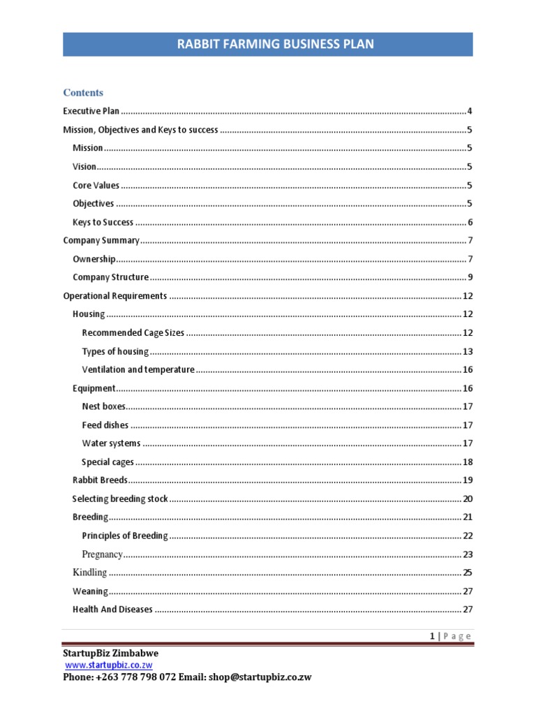 Rabbit Farming Business Plan PDF | PDF | Partnership | Sole Proprietorship