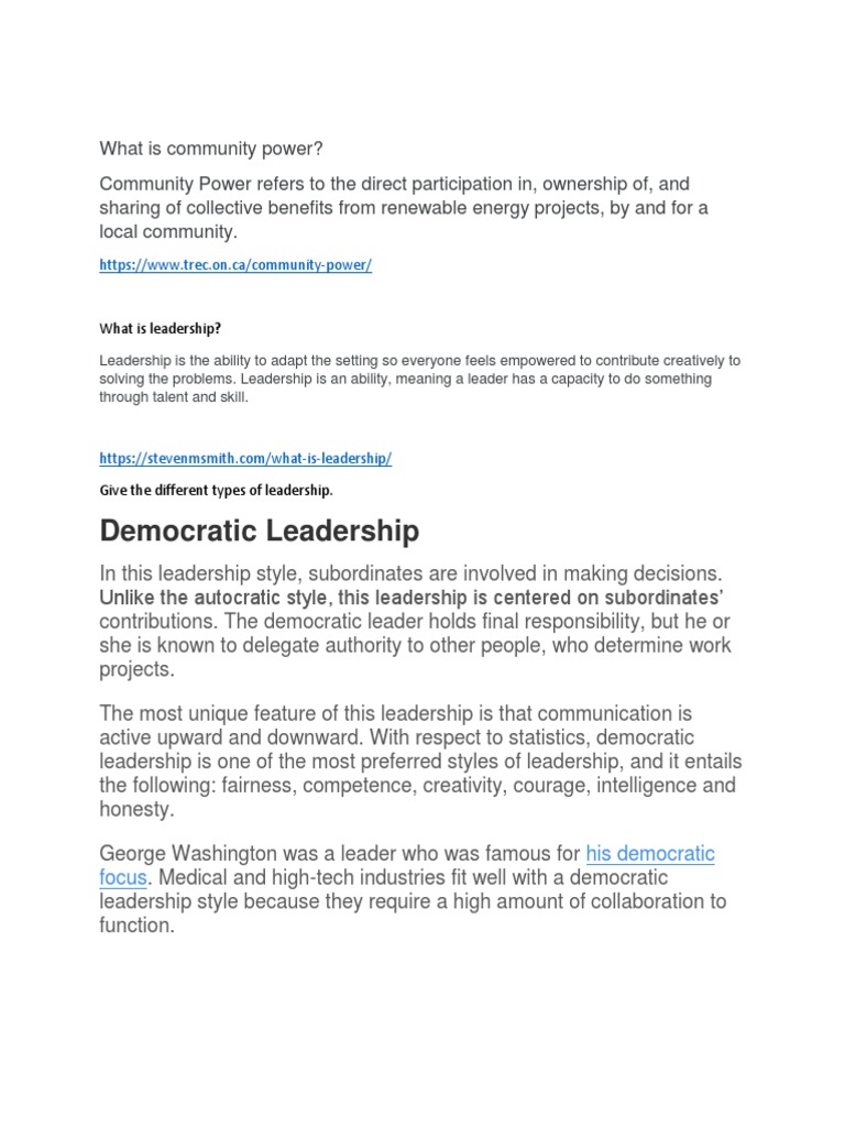 Democratic Leadership | PDF | Transformational Leadership | Leadership